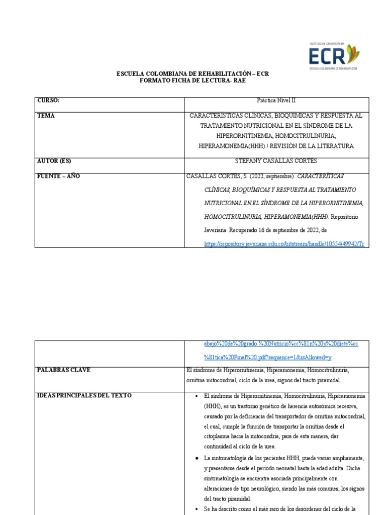 Formato RAE Sindrome HHH | PDF | Mutación | Gene