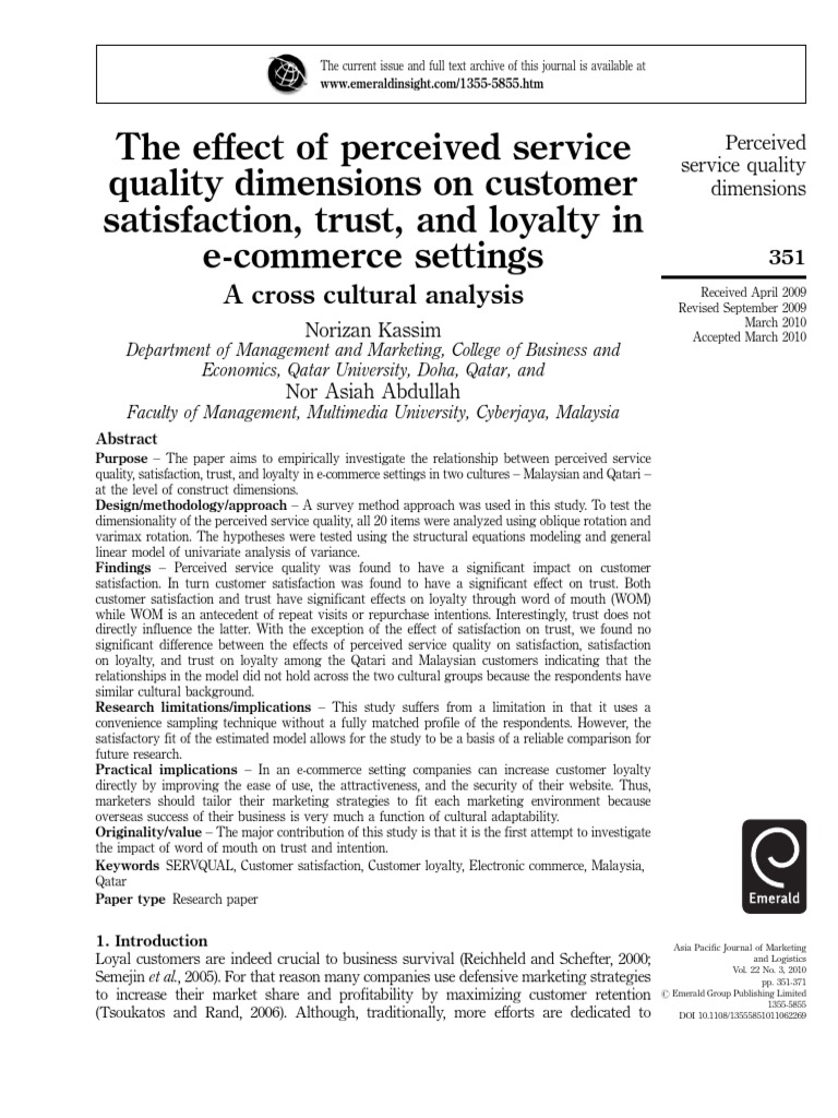 The Effect of Perceived Service Quality Dimensions On Customer ...