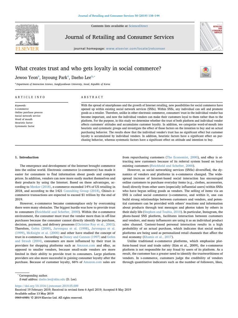 2019 - Journal of Retailing and Consumer Services - What Creates Trust ...