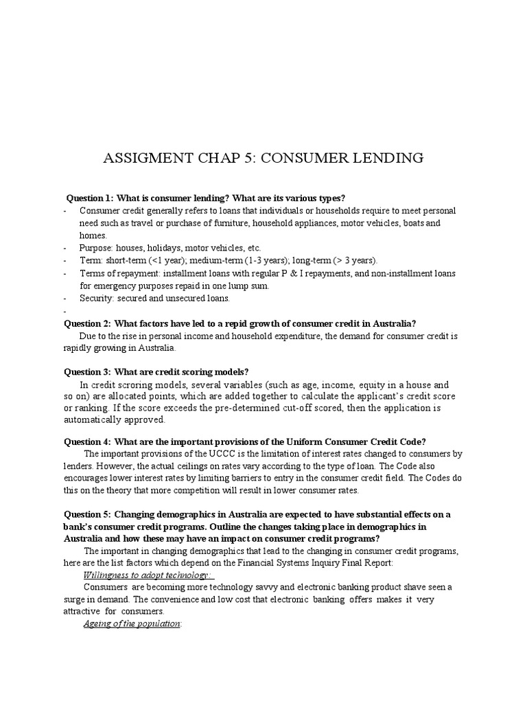 Assignment 2 | PDF | Loans | Credit