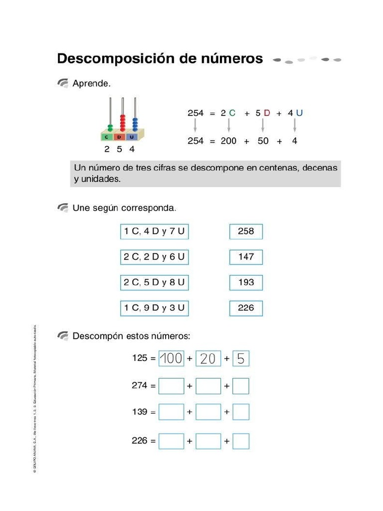 Problemas Descomposicion Numeros 4º Primaria | PDF