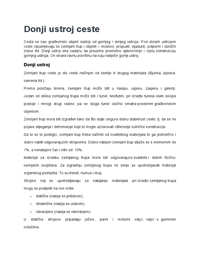 Donji I Gornji Stroj Ceste | PDF