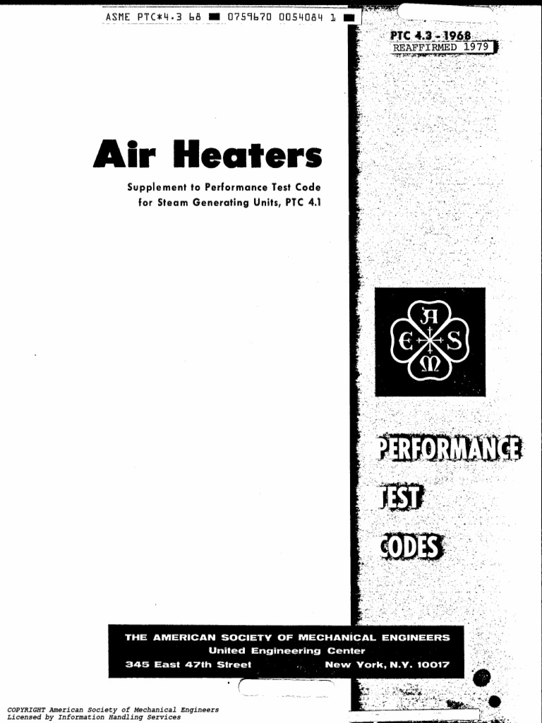 Asme PTC 4.3 - 1968 | PDF | Heat | Gases