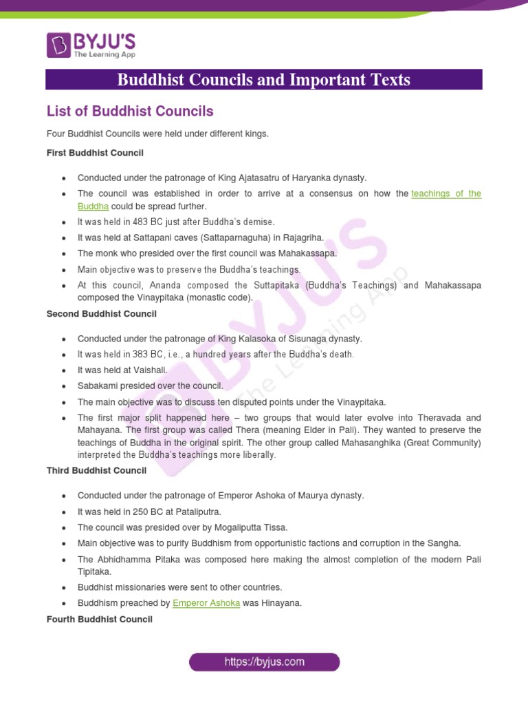 Buddhist Councils and Key Texts Overview | PDF | Buddhist Texts ...