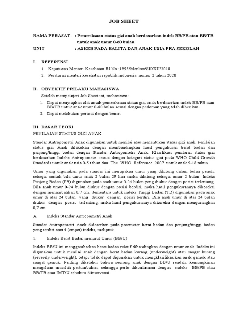 Pemeriksaan Status Gizi Anak Berdasarkan Indek BBPB Atau BBTB Anak Umur ...