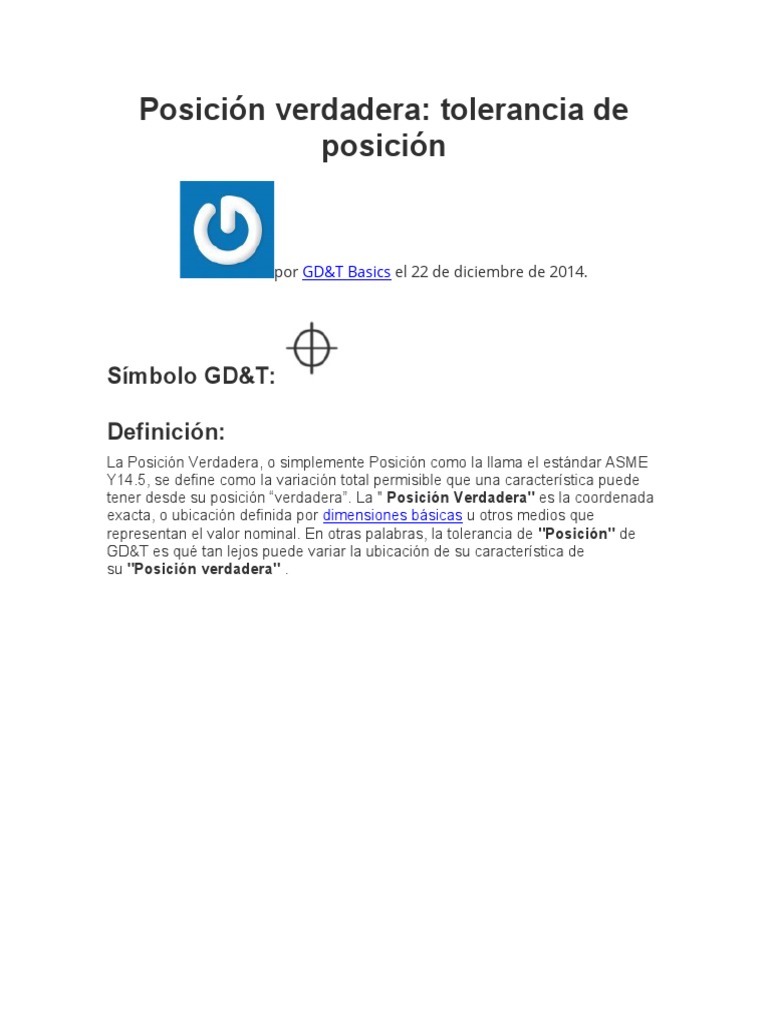 Posición Verdadera en GD&T: Tolerancias | PDF | Tolerancia de ingeniería