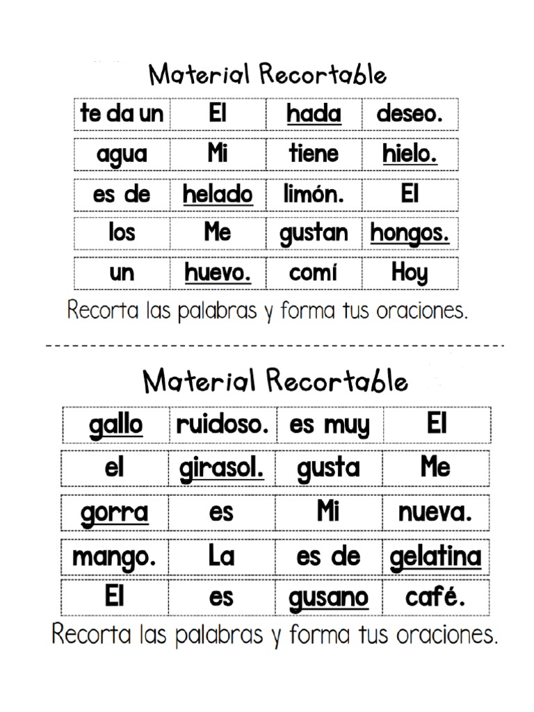 Material Construyendo Oraciones | PDF
