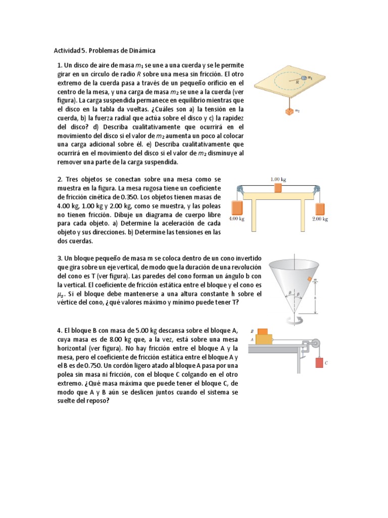 Actividad 5. Problemas de Dinámica | PDF