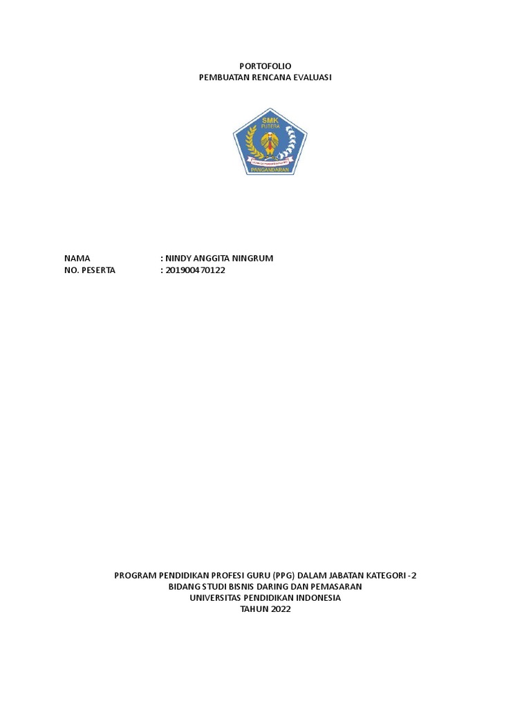 Format Portofolio Pembuatan Rencana Evaluasi | PDF