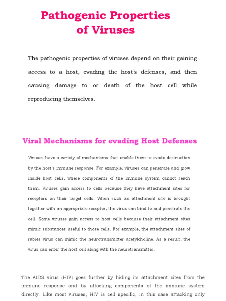 Pathogenic Properties of Viruses | PDF | Virus | Immune System