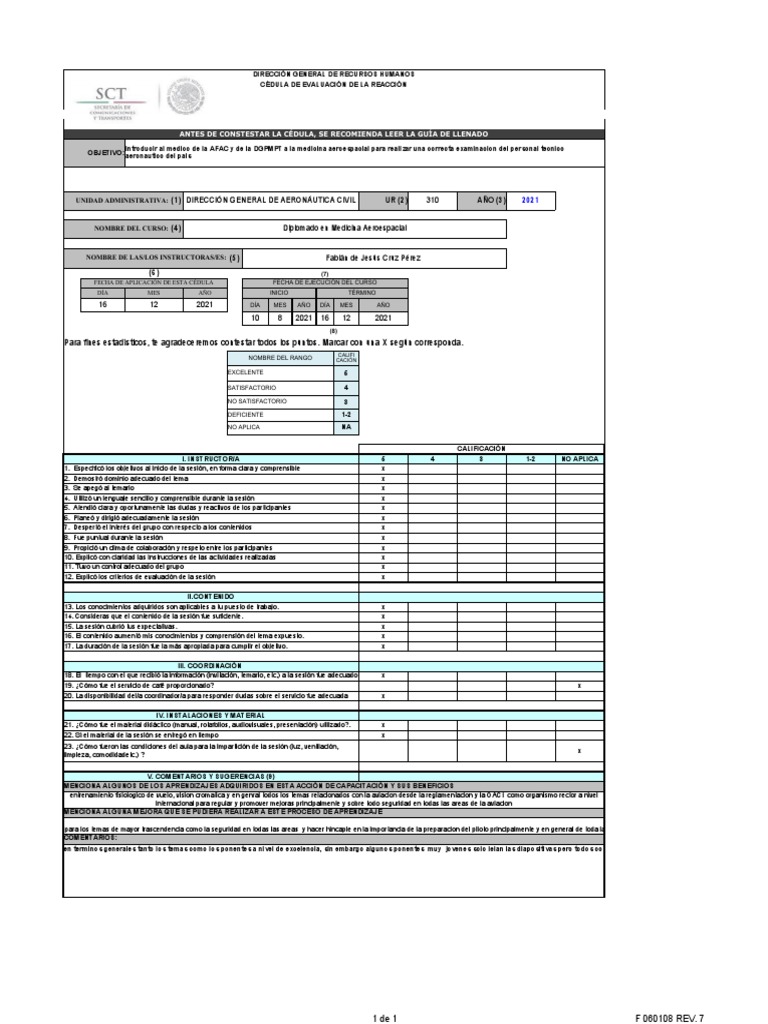 Cedula de Evaluacion de La Reaccion Diplomado | PDF Cedula de Evaluacion de La Reaccion Diplomado | PDF