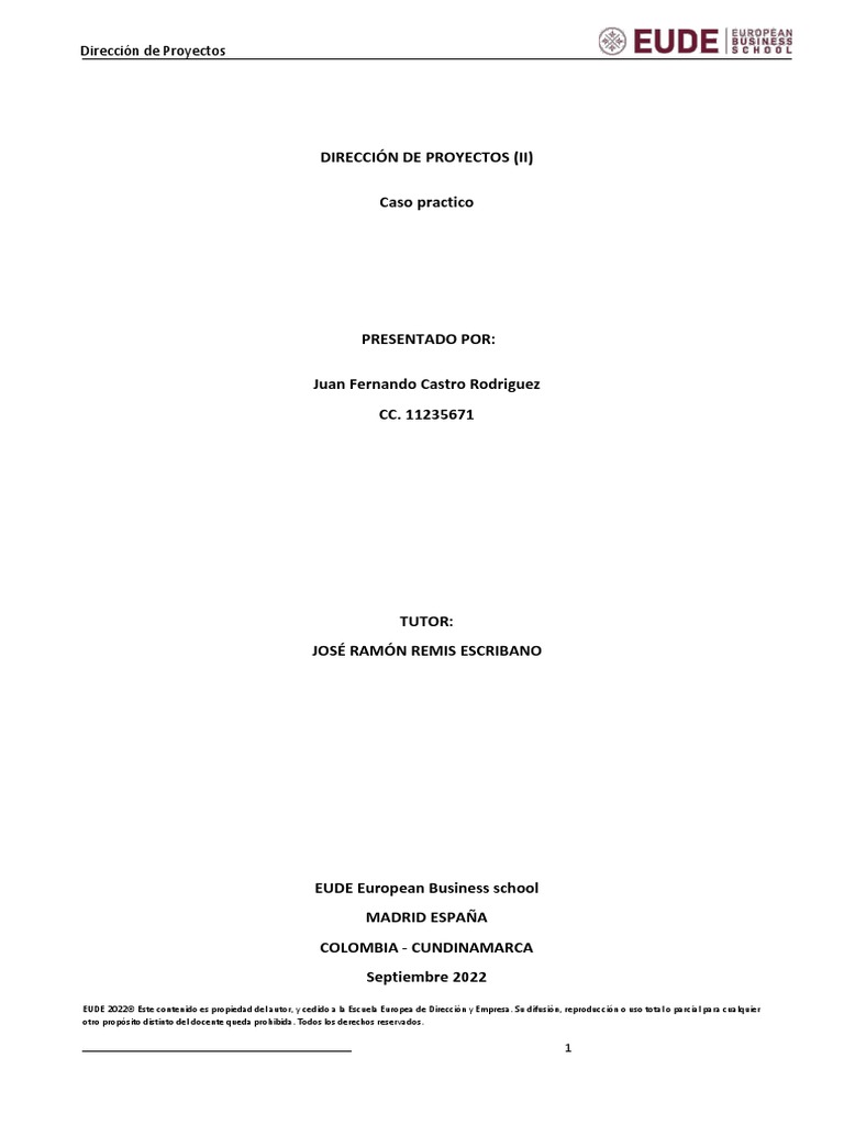Caso Practico - Dirección de Proyectos (II) | PDF | Planificación | Business