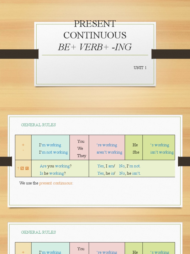 Present Continuous | PDF | Books | Grammar