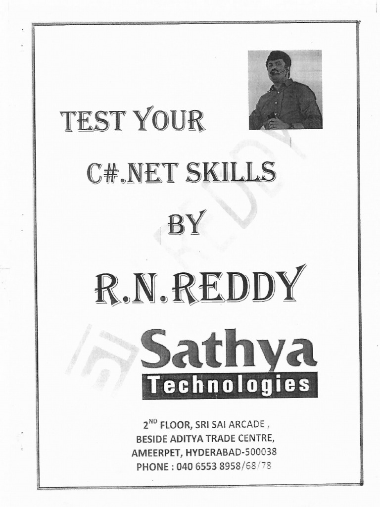 Test Your C#.NET Skills by R.N Reddy | PDF