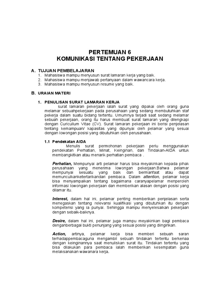 Modul Komunikasi Bisnis - Pertemuan 6 | PDF