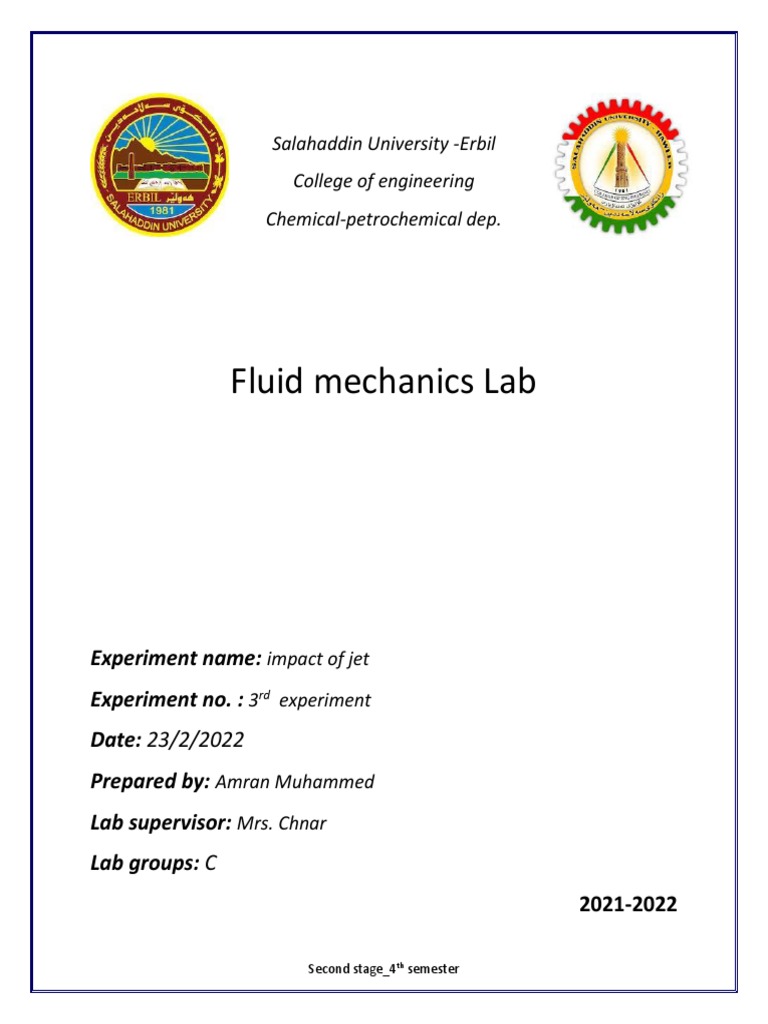 Fluid Mechanics Lab: Salahaddin University - Erbil College of ...