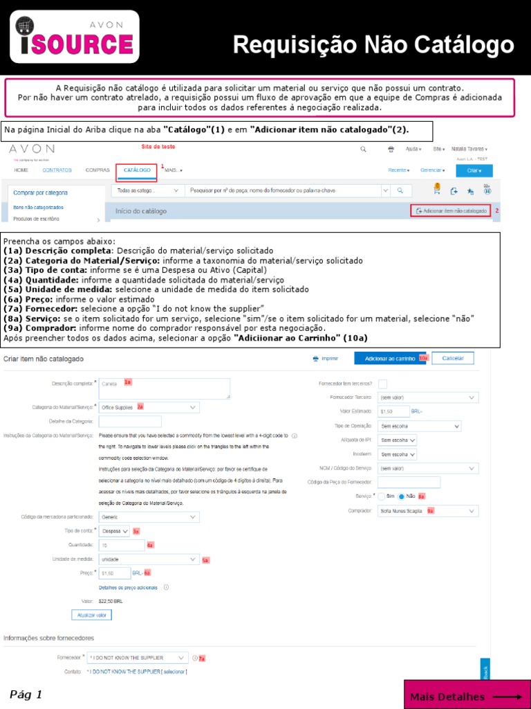 Ariba P2P PT Criar Uma Requisição Não-Catálogo | PDF