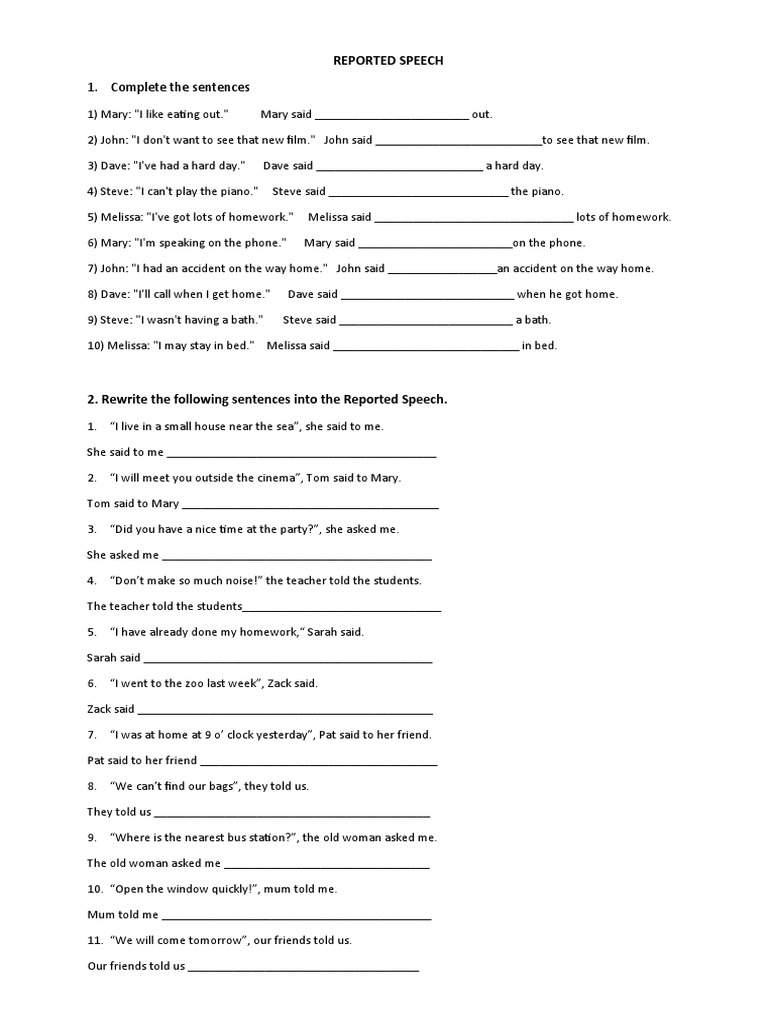 Reported Speech | PDF