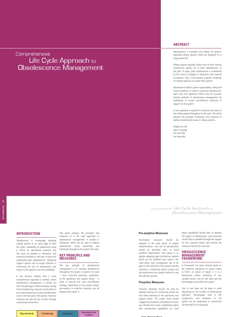 Life Cycle Approach To Obsolescence Management | PDF