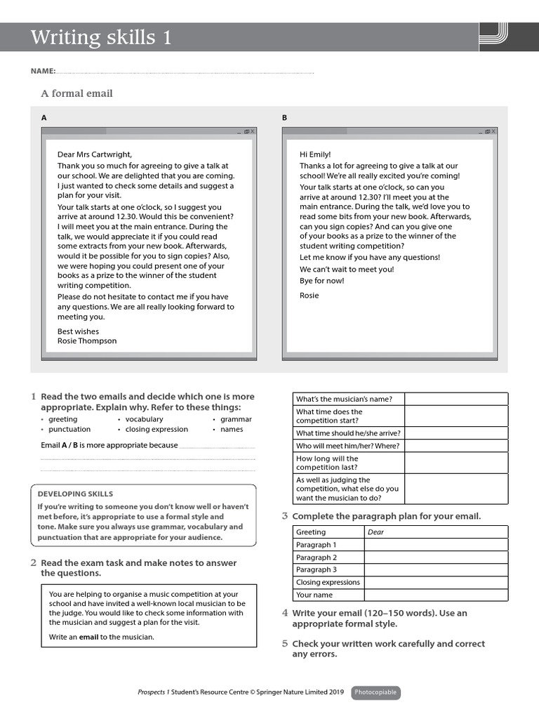 PR1 Writing Skills 1 | PDF