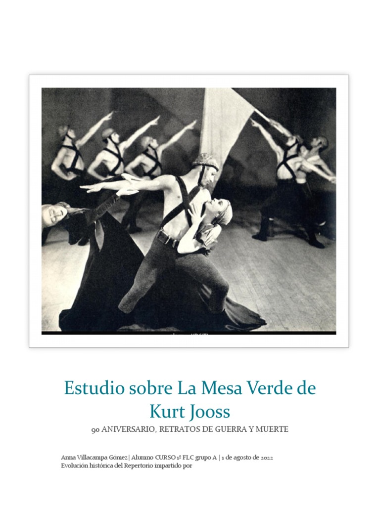 Estudio Sobre La Mesa Verde de Kurt Jooss J Anna Villacampa 1A FLC | PDF | Bailes | Ballet