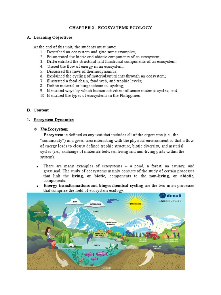 Chapter 2 - Ecosystems Ecology A. Learning Objectives | PDF | Food Web | Ecosystem