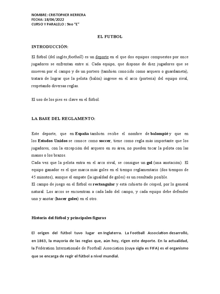 El Futbol Ensayo | PDF