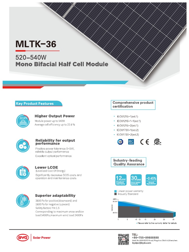 Datasheet Modulo Byd 520-540w | PDF