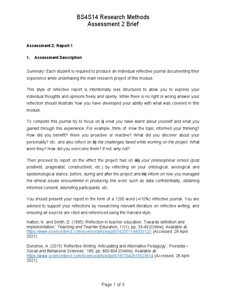 Reflective Report on Research Methods Module Project | PDF | Thought | Experience