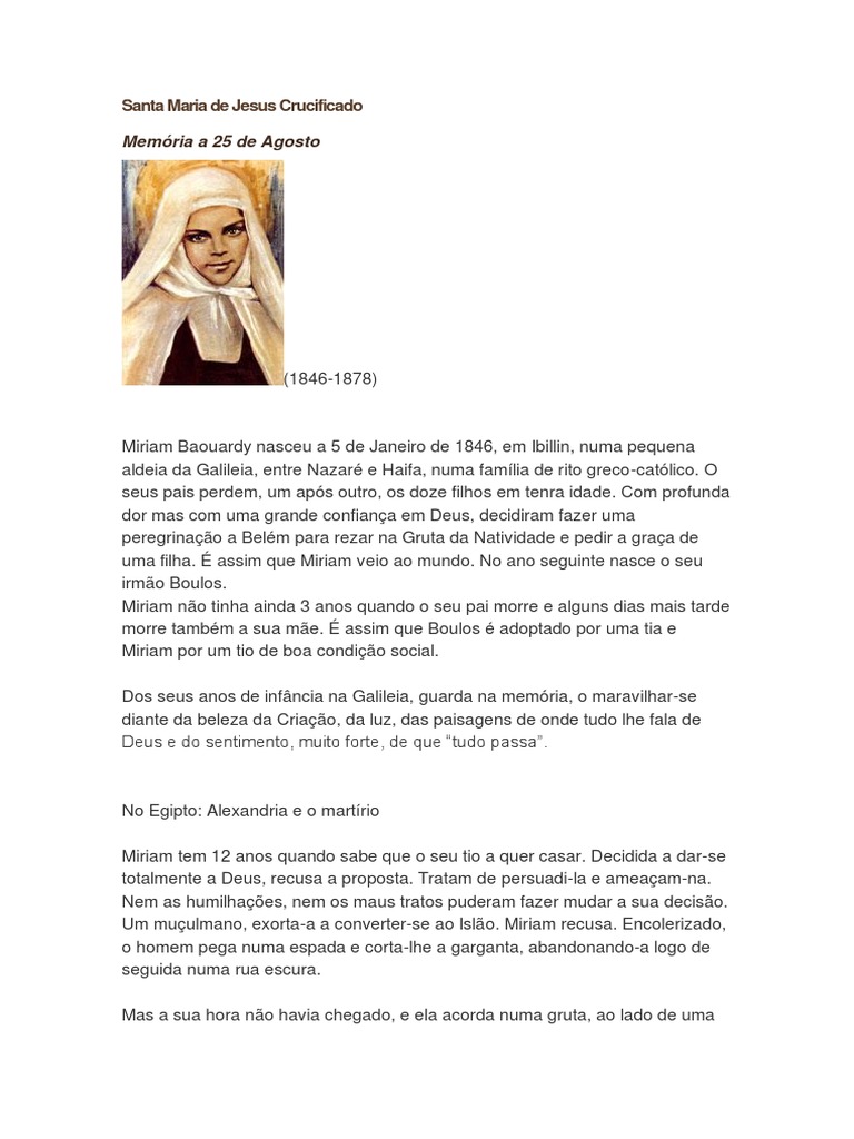 Santa Miriam de Jesus crucificado | PDF