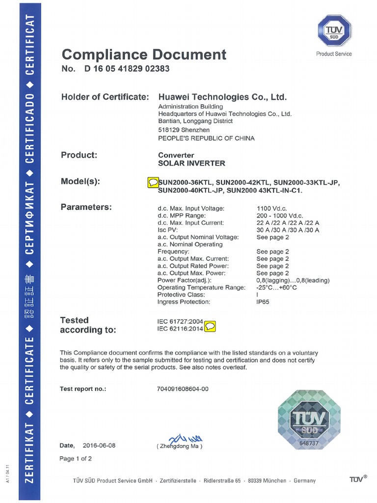 IEC 62116 - SIW500H ST0 (36,40) - Certificado | PDF