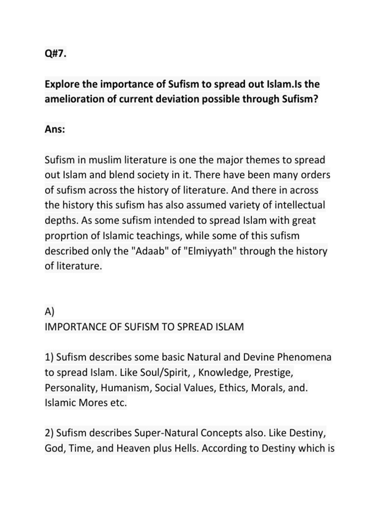 Past Paper 2021 Question No 7 | PDF | Sufism | Hell