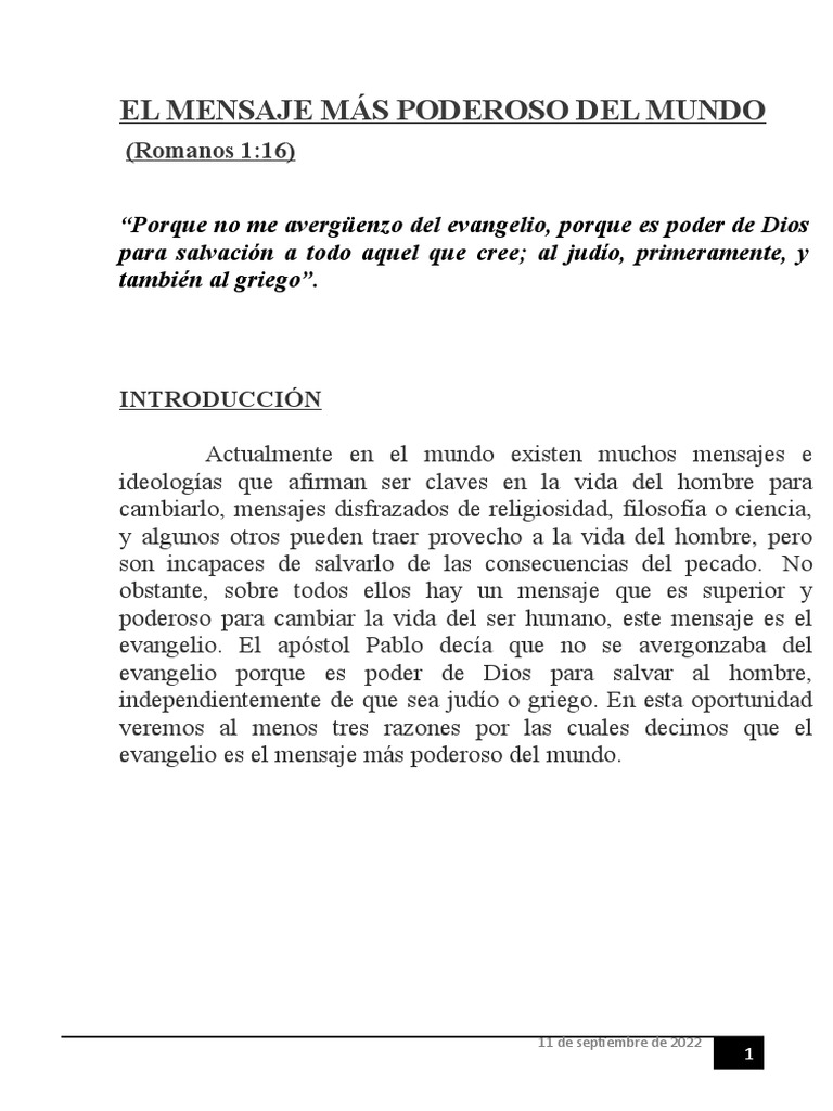 El Mensaje Más Poderoso Del Mund1 | PDF | Historia | Religión y ...