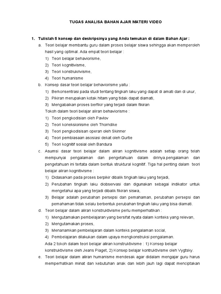 Analisa Bahan Ajar KB 1 | PDF