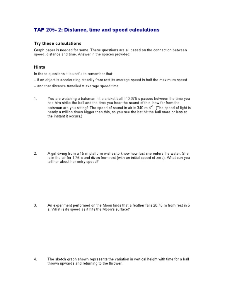 Episode 205 2 Distance Time and Speed Calculations | PDF | Speed | Time