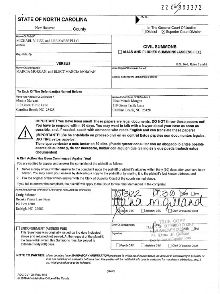 Lee v. Morgan (22 CV 3372) | PDF