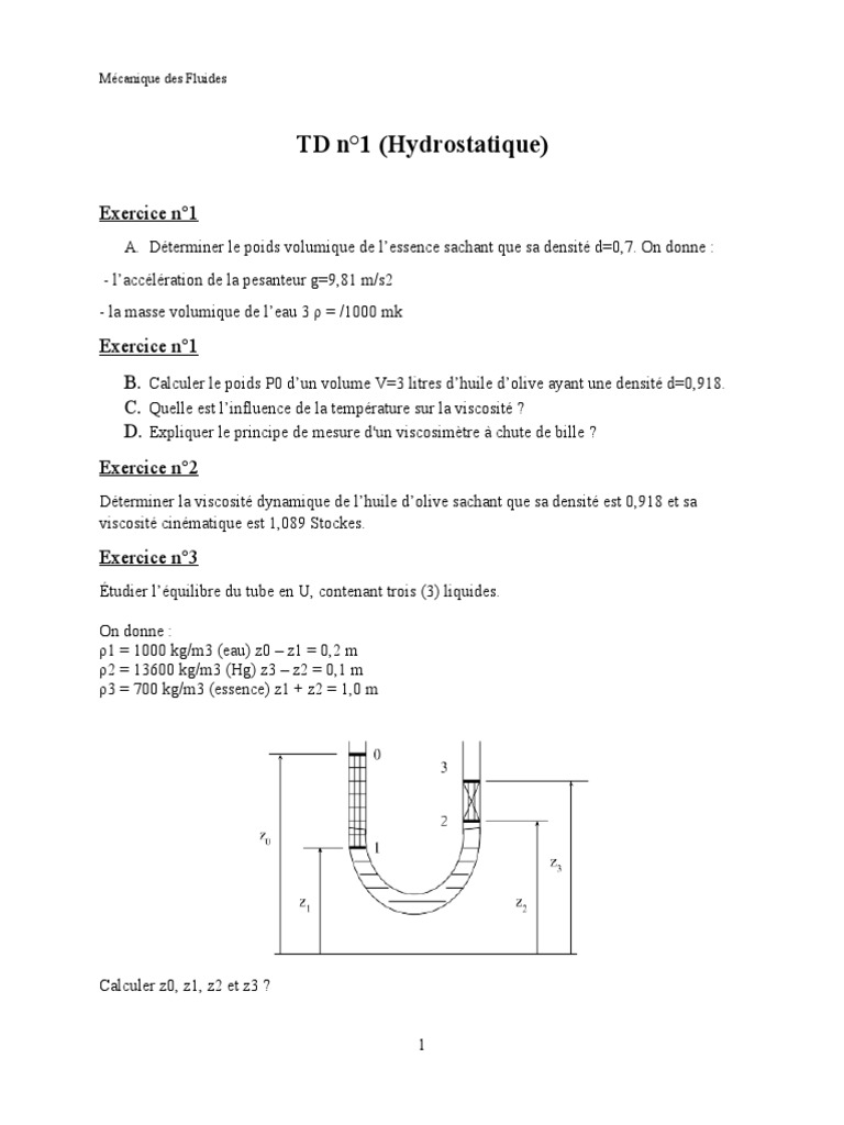 TD Mecanique de Fluide | PDF