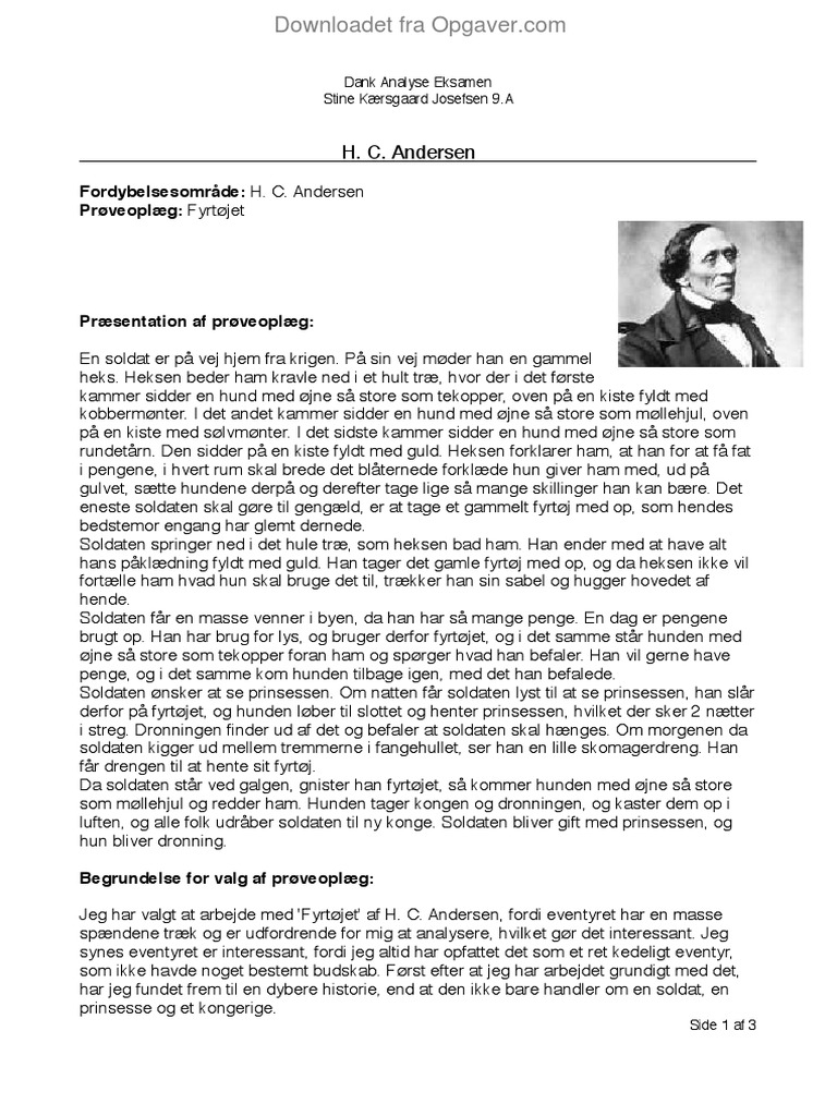 Analyse Af HC Andersen - Fyrt Jet | PDF