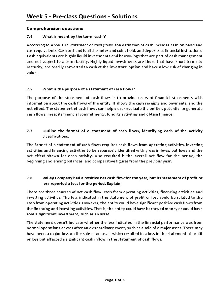 Week 5 Pre-Class Questions Solutions | PDF