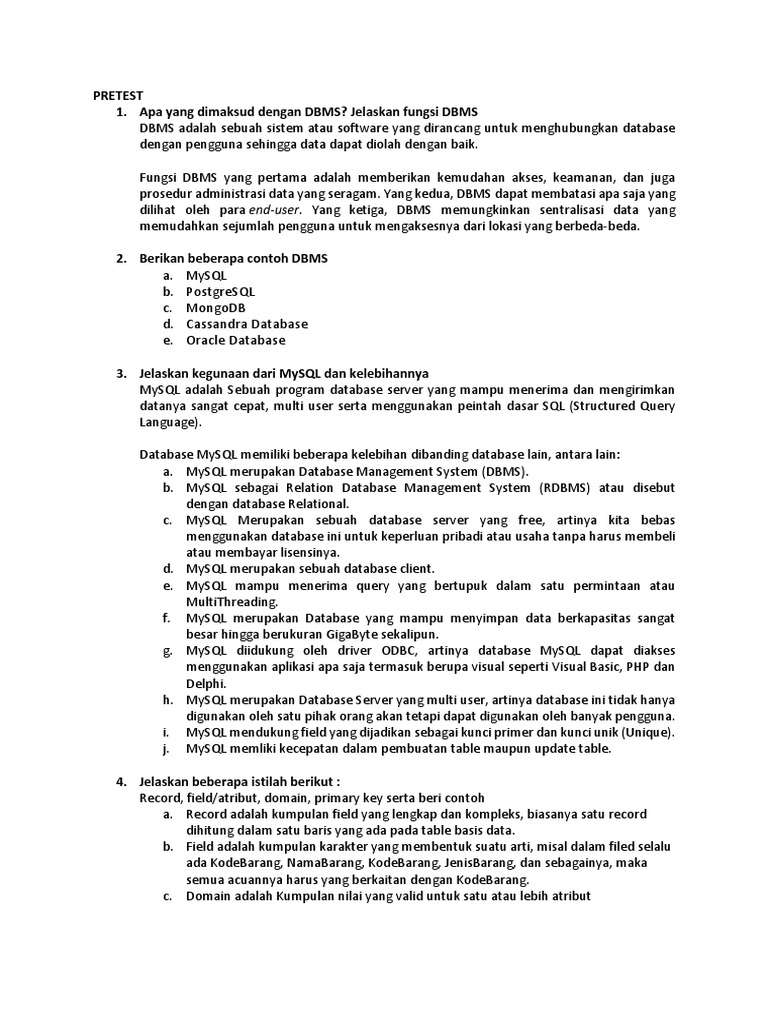 Fungsi dan Contoh DBMS Terbaik | PDF