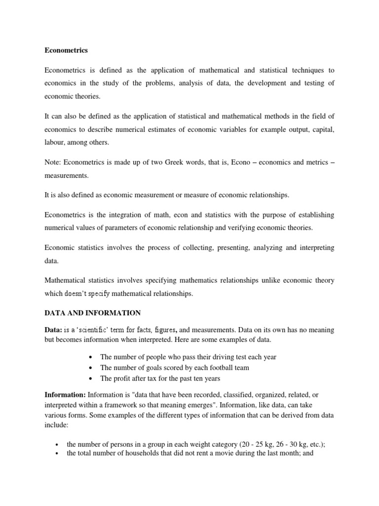 Topic1 - Nature of Econometrics | PDF | Econometrics | Statistics