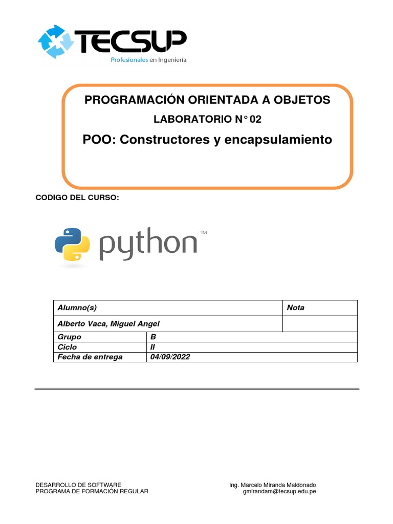 Encapsulamiento en Python POO | PDF | Objeto (informática) | Contraseña