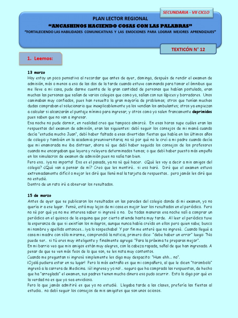 Texticón - 12 - VII - Ciclo (Rev.) | PDF | Relaciones personales, crianza y desarrollo personal