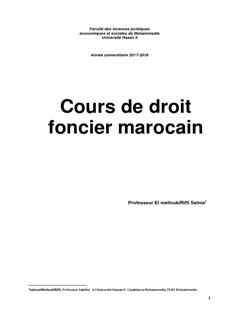 Cours de Droit Foncier Marocain | PDF