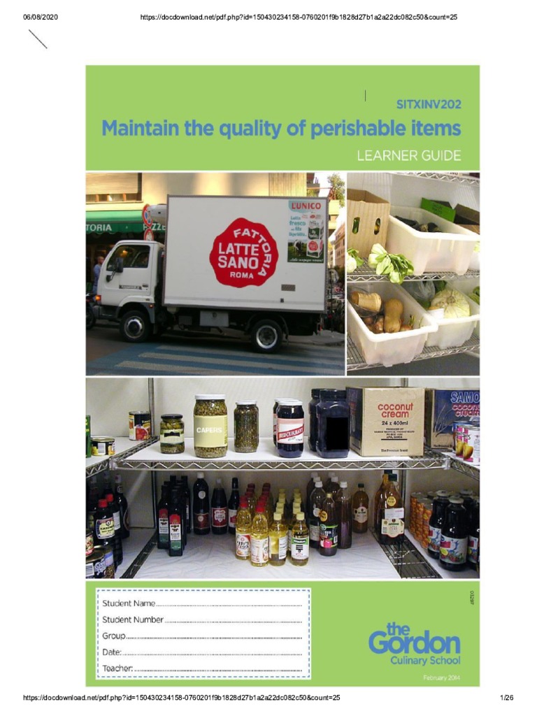 Sitxinv002 Maintain The Quality Of Perishable Items Guide Pdf