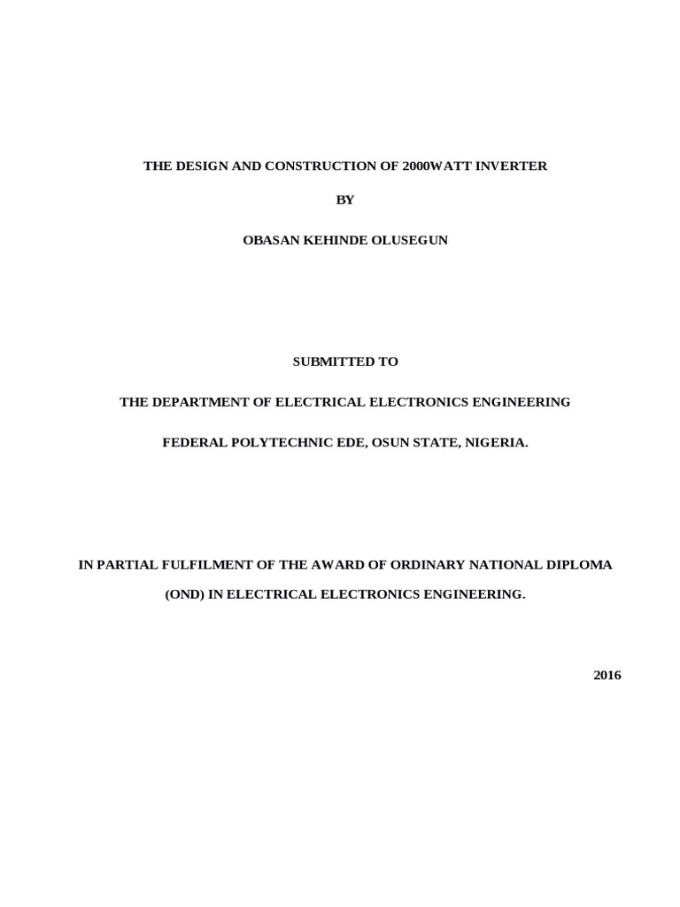 Design and Construction of AC DC Inverter | PDF