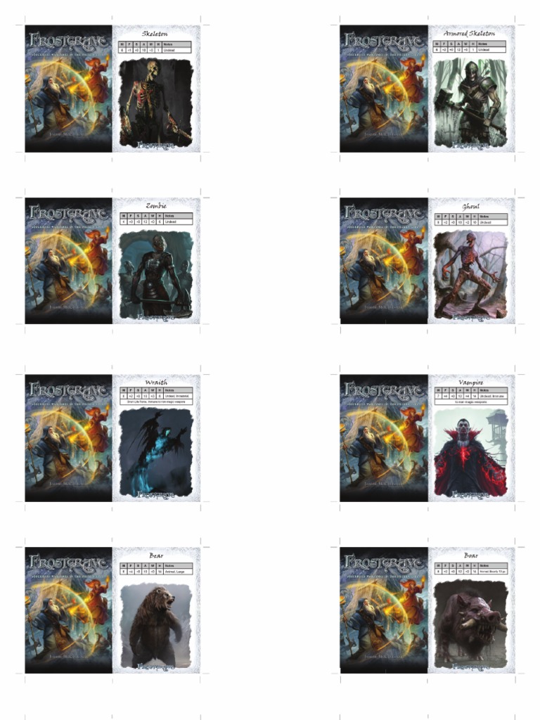 Frostgrave Cartes Monstres VO | PDF