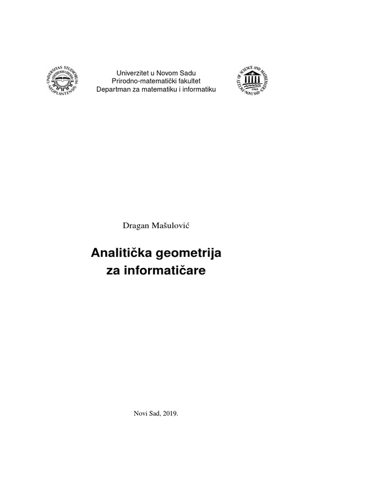 Analiticka Geometrija Za Informaticare | PDF