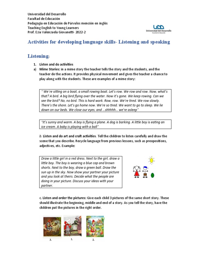 3.activities For Developing Language Skills - Listening - Speaking ...