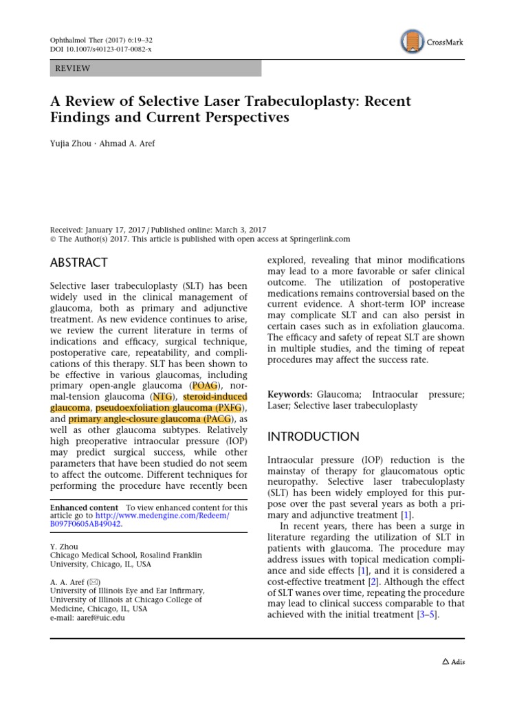 SLT Review | PDF | Glaucoma | Clinical Medicine